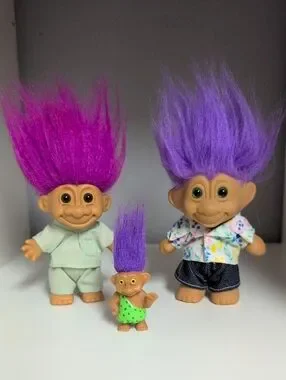 Trolls | Toys | 3 Vintage Purple Hair Troll Dolls Collectible Troll ...